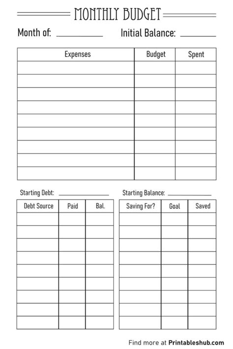 Monthly Budget Template Printable Free Printable Templatesfree