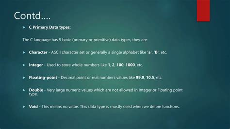 Data Types And Variable Of C Programming Language Ppt
