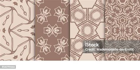 꽃 디자인의 요소와 4 기하학적 인 패턴의 설정 패션 벡터 일러스트입니다 원활한 패턴 0명에 대한 스톡 벡터 아트 및 기타