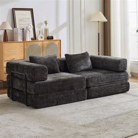 Ivy Bronx Compression Convertible Floor Sofa Bed With Fixed Shape