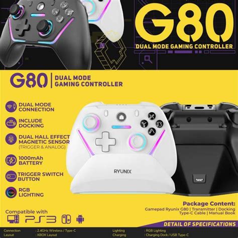 Jual Ryunix G80 G 80 Gamepad Hall Effect Dual Mode Gaming Controller Original Di Seller Gap