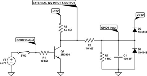 Microcontroller Two Gpios Sharing The Same Hardware Io With 12v Electrical Engineering Stack