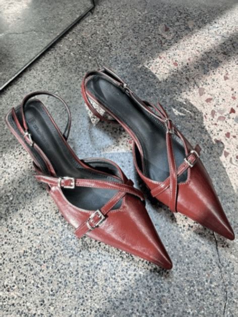 [키튼힐 스틸레토 슬링백 3cm] [스트랩 버클 Y2k 힐 구두 스틸레토 슬링백 미들힐 고퀄리티] 에이블리