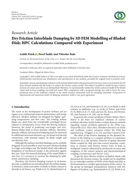 Pdf Dry Friction Interblade Damping By 3d Fem Modelling Of Bladed Disk Hpc Calculations