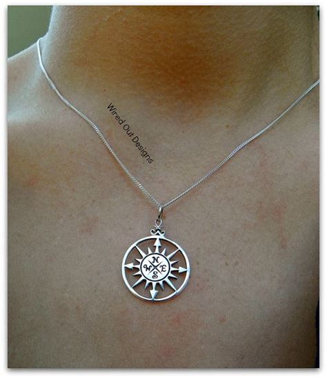 Sterling Silver Compass Rose Necklace By Wiredoutdesigns On Etsy Compass Rose Necklace
