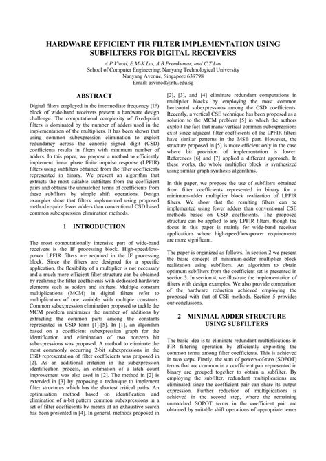 A New Hardware Realization Of Digital Filters