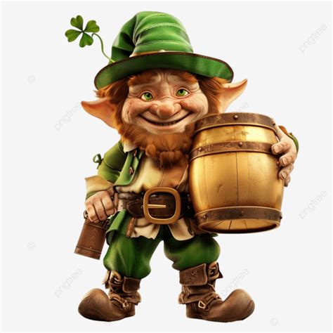황금통을 들고 있는 행복한 레프러콘 레프리콘 성자 성 패트릭 Png 일러스트 및 이미지 에 대한 무료 다운로드 Pngtree