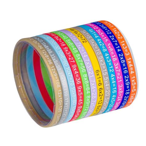 Комплект от 12 цветни образователни силиконови гривни за деца с таблицата за умножение