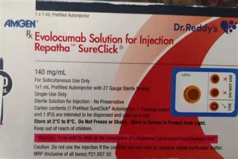 Repatha Evolocumab 2 Sureclicks Of 140mg Strength 140 Mg Ml At Rs