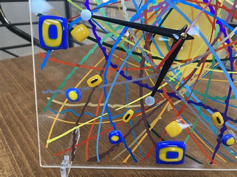Funky Fused Glass On Plexiglass Wall Or Tabletop Clock Etsy