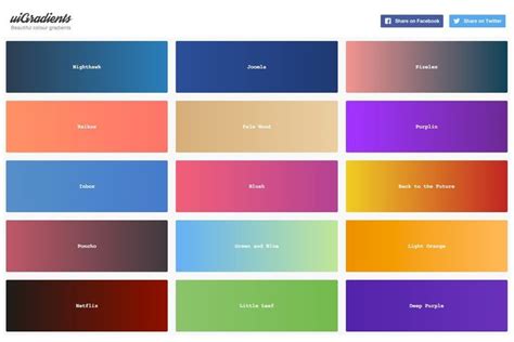 Uigradients Dual Tone Colour Gradients For Designers And Devs Hex Color Codes Hex Codes Color
