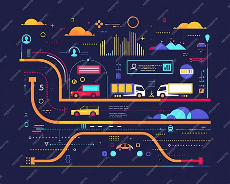 Traffic Analytics Data Visualization Of Flow Flat Design Illustration Premium Ai Generated Image
