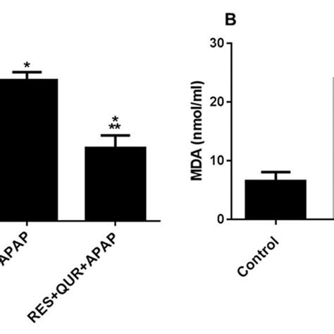 Resveratrol And Quercetin Inhibit Apap Induced Biomarkers Of Download Scientific Diagram
