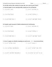 Solving Polynomial Equations Worksheet Docx Solving Polynomial Equations Worksheet Due