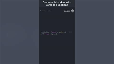 Common Mistakes With Lambda Functions In Python Pythonlearning
