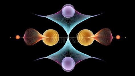 Symmetrical Atomic Energy Field With Glowing Orbiting Wave Patterns Stock Illustration