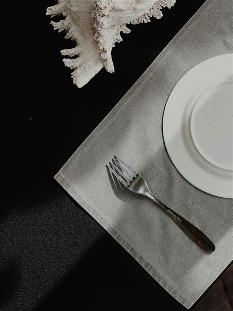 가정의 갈라지다 껍데기 냅킨 대조 디자인 디테일 라이프스타일 리넨 매우 복잡한 미니멀리스트 바다 껍질 서빙 도구 스타일리시한 식기 식사 식사