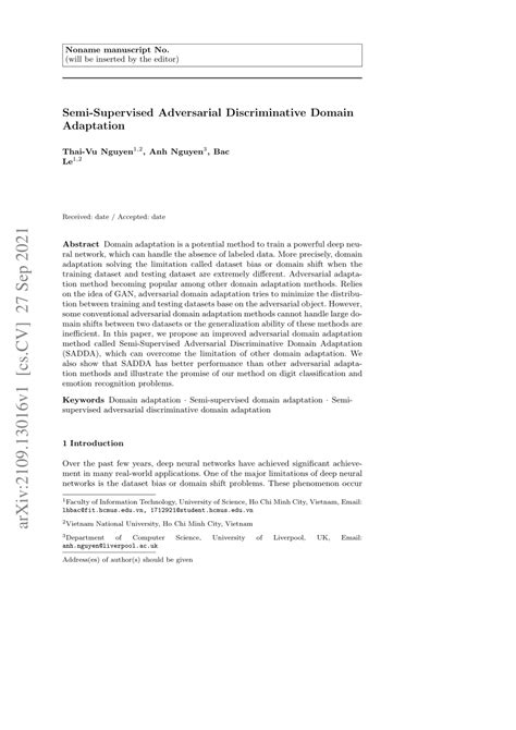 Pdf Semi Supervised Adversarial Discriminative Domain Adaptation