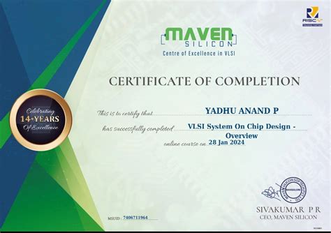 yadhu anand p on linkedin vlsi systemonchip mavensilicon