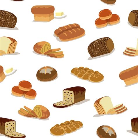 Premium Vector Cute Bread Pattern On White Background