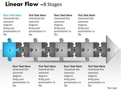 Usa PowerPoint Template Linear Flow Phase Diagram Ppt Style Graphic