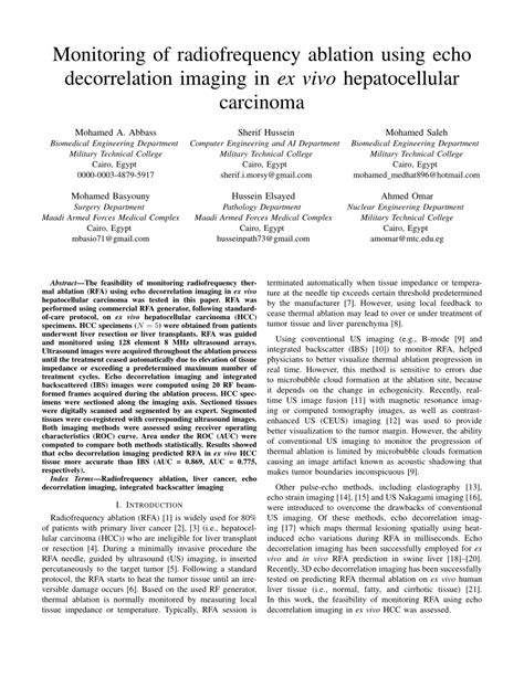 Pdf Monitoring Of Radiofrequency Ablation Using Echo Decorrelation Imaging In Ex Vivo