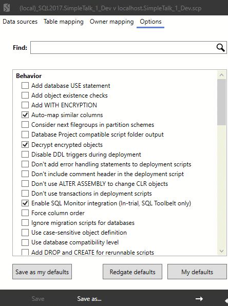 Setting Defaults For New Sql Compare Projects Voice Of The Dba