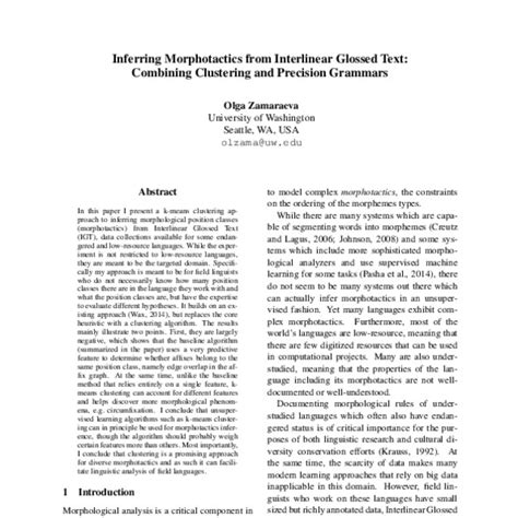 Inferring Morphotactics From Interlinear Glossed Text Combining Clustering And Precision