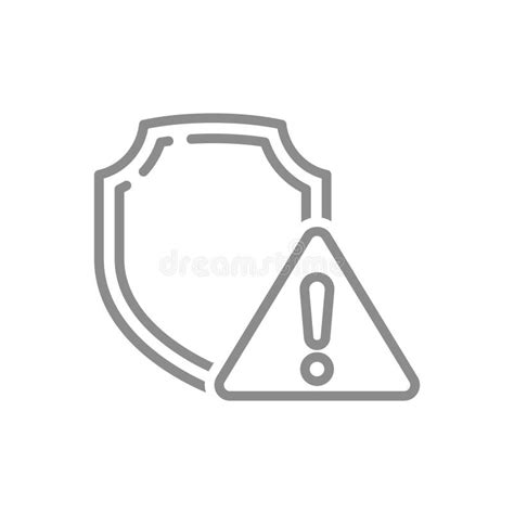 Shield And Exclamation Point Warning Line Vector Icon Stock Vector Illustration Of Point