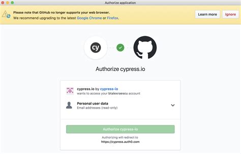 Can T Authorize Cypress Io To Use Github Issue Cypress Io Cypress GitHub
