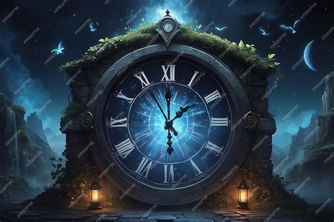 Premium Photo Magical Fantasy World Countdown Clock Striking Midnight Scene
