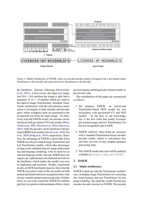 Trocr Transformer Based Optical Character Recognition With Pre Trained Models Deepai