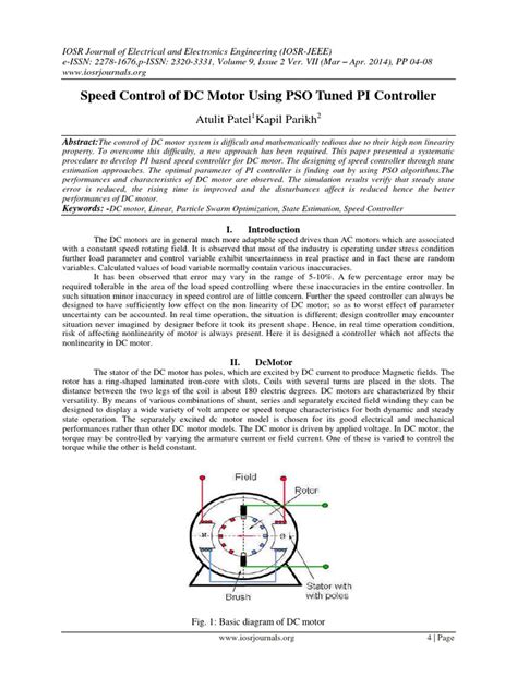 Speed Control Of Dc Motor Using Pso Tune Pdf Electric Motor Control Theory