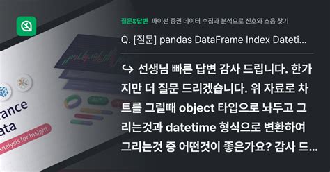 [질문] pandas dataframe index datetime 인프런 커뮤니티 질문and답변