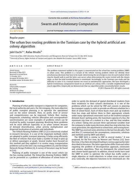 Pdf The Urban Bus Routing Problem In The Tunisian Case By The Hybrid
