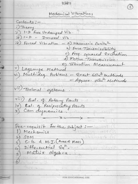 Vibration Theory Notes Pdf
