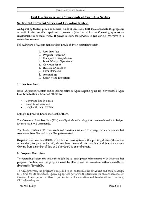 Operating System Dr Mamta Bansal Rajshree Operating System 22516 Unit Ii Services And