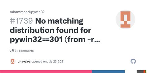 no matching distribution found for pywin32 301 from r tmp build