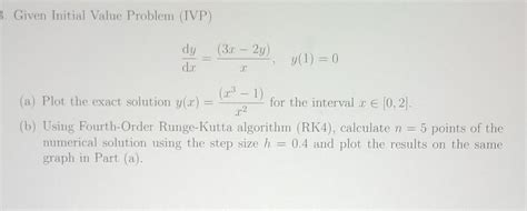 Solved Given Initial Value Problem Ivp