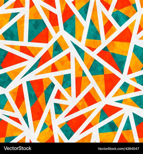 Mosaic Triangle Seamless Pattern With Grunge Vector Image