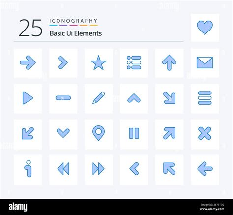 Basic Ui Elements 25 Blue Color Icon Pack Including Up Arrow Bookmark