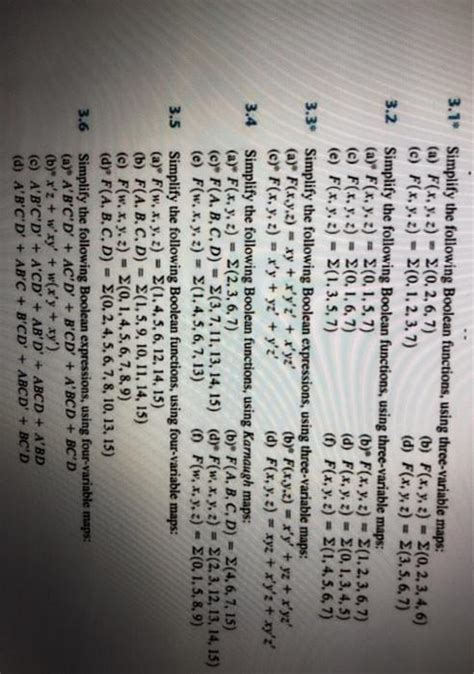Solved 31 Simplify The Following Boolean Functions Using