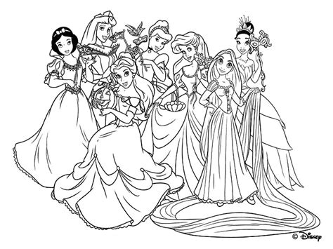 Happy Disney Princesses Coloring Page Download Print Or Color Online