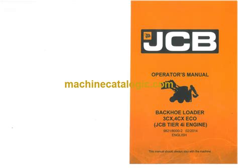 JCB CX CX ECO Backhoe Loader Operators Manual Machine Catalogic