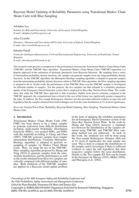 Pdf Bayesian Model Updating Of Reliability Parameters Using Transitional Markov Chain Monte