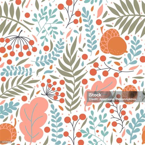 오렌지 베이지 브라운 옐로우소재의 도토리와 단단 오크 잎이 있는 매끄러운 패턴 벽지 선물 종이 패턴 채우기 웹 페이지 배경 가을 인사말 카드에 적합합니다 0명에 대한 스톡