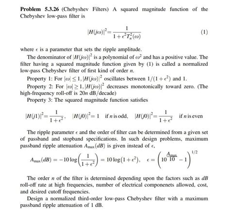Solved Problem 5326 Chebyshev Filters A Squared