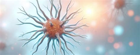 Illustration Of Cell Affected By Disease Like Multiple Sclerosis Close Up Of Immune System Cell
