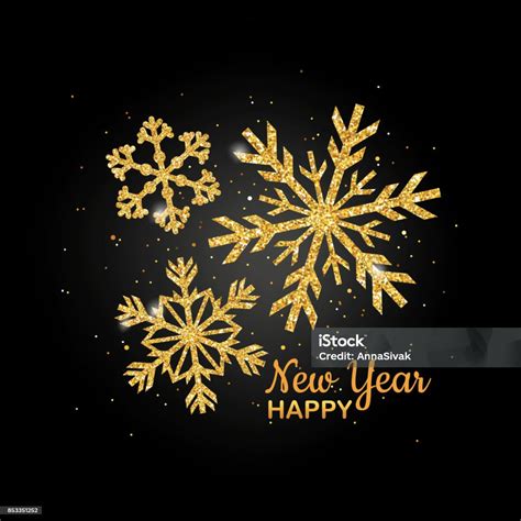 골든 반짝이 눈송이 행복 한 새 해 인사 카드 초대장 배너 벡터에 일정에 대 한 0명에 대한 스톡 벡터 아트 및 기타 이미지 0명 12월 1월 Istock