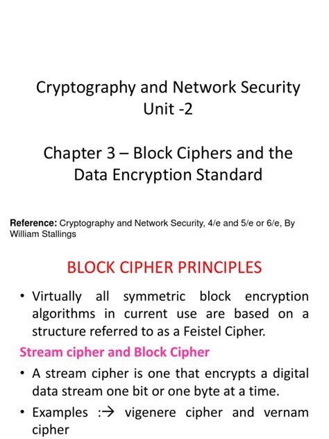 Cryptography And Network Security Unit 2 Chapter 3 Block Ciphers